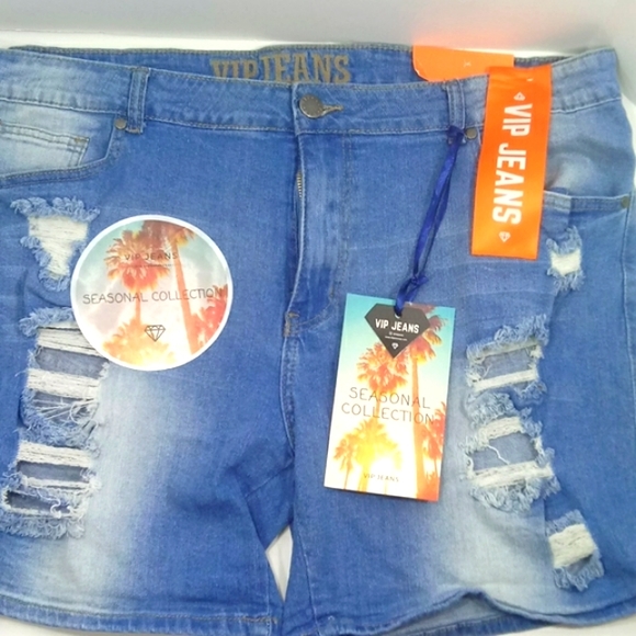 VIP | Shorts | Vip Distressed Blue Denim Short Sz24 | Poshmark